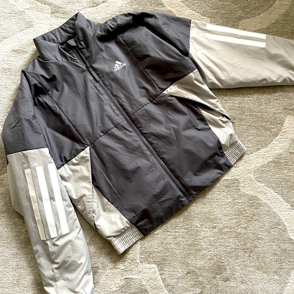 adidas | Jackets & Coats | Adidas Dark And Light Grey Rain Jacket ...
